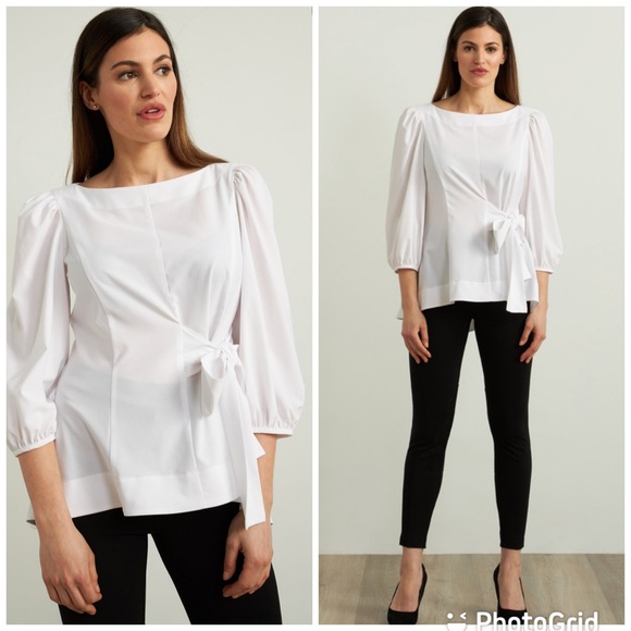 Joseph Ribkoff | Tops | Joseph Ribkoff White Bow Waist Top | Poshmark